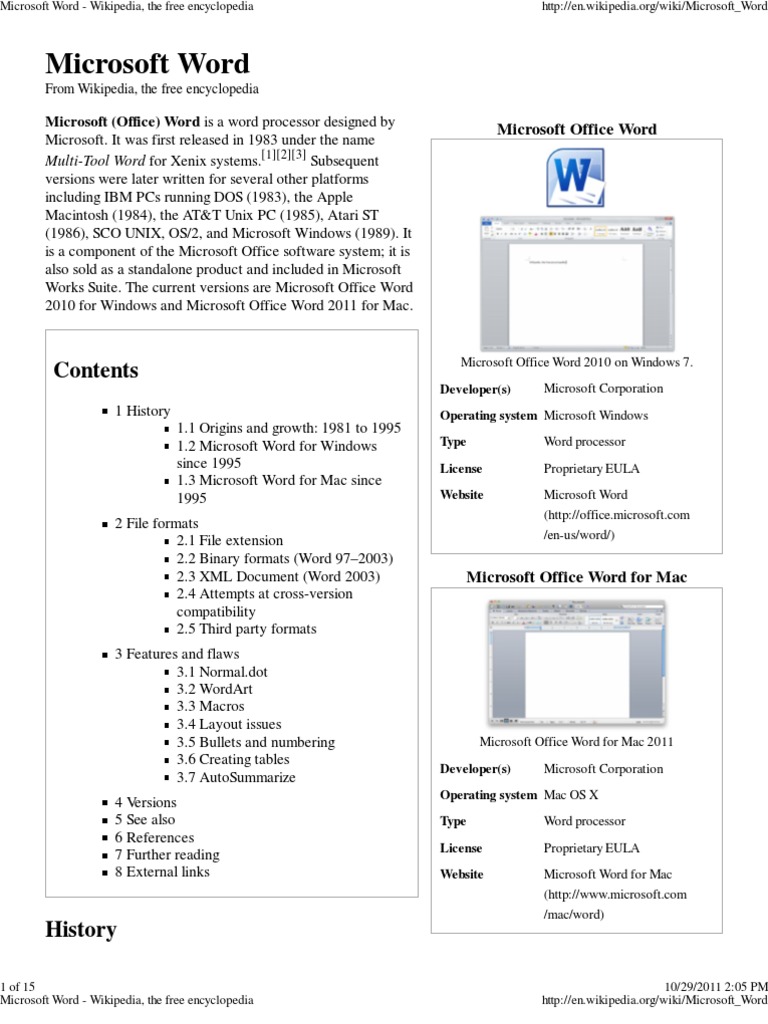 Wikipedia, The Free Encyclopedia | Microsoft Word | Macintosh