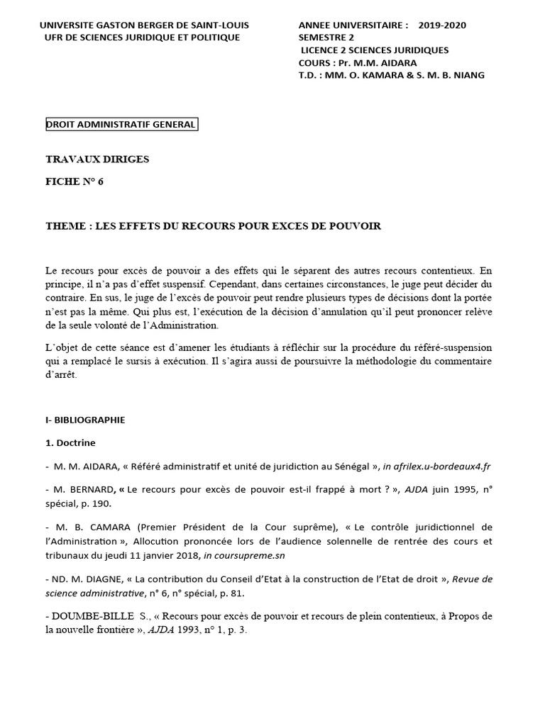 Effets du recours pour excès de pouvoir | PDF | Loi | Sciences politiques