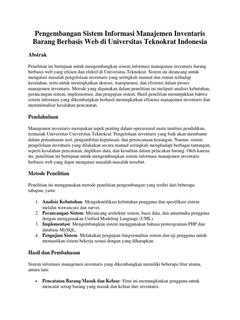 Pengembangan Sistem Informasi Manajemen Inventaris Barang Berbasis Web ...