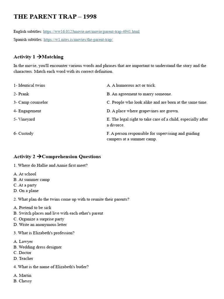 The Parent Trap | PDF