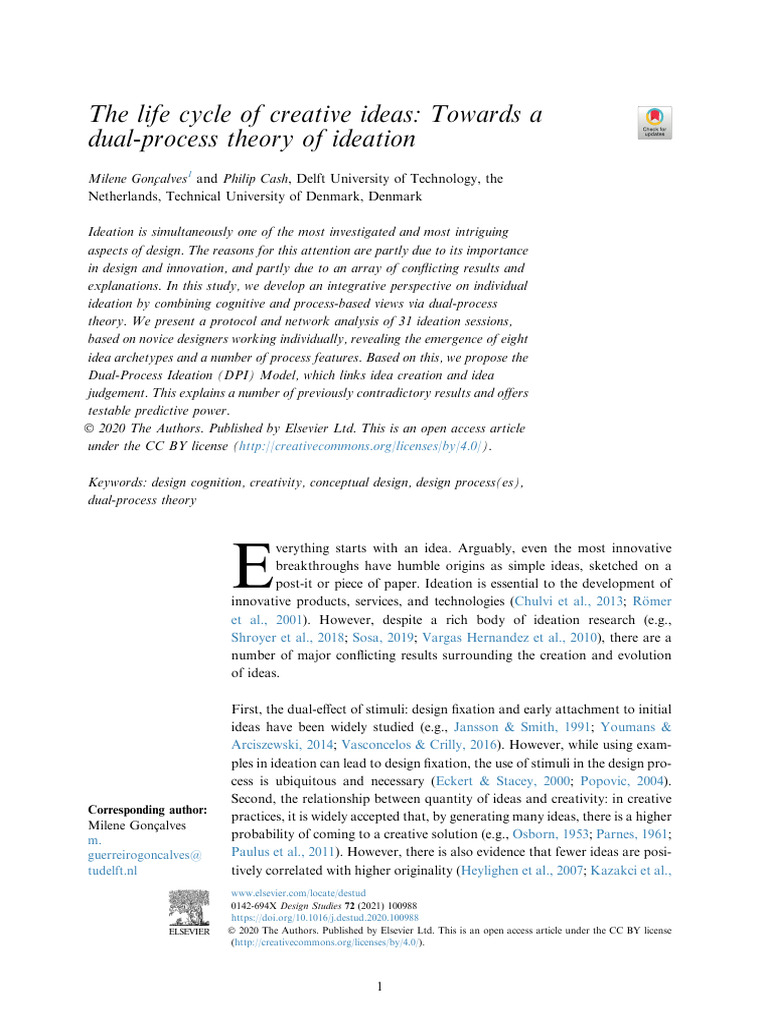 The Life Cycle of Creative Ideas Towards A Dual Process | PDF | Theory ...