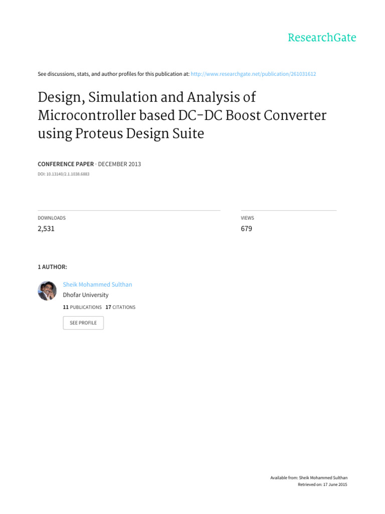 9917 (12) Design, Simulation and Analysis of Microcontroller Based DC-DC Boost Converter Using ...