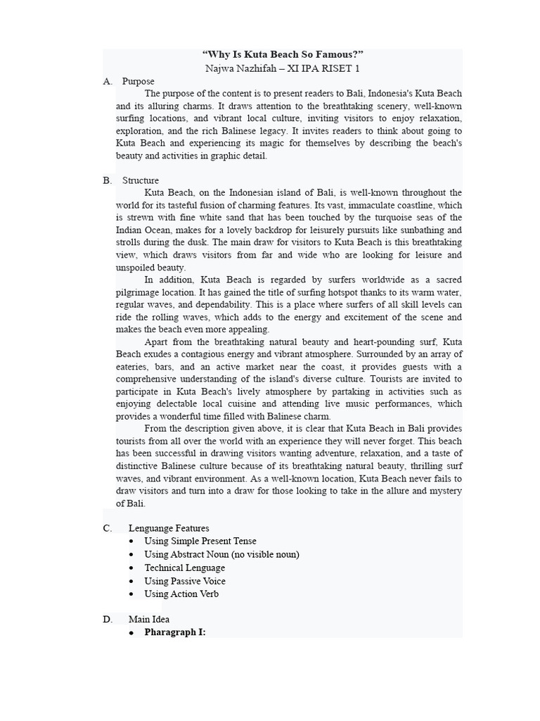 Why Is Kuta Beach So Famou - Formal | PDF | Bali | Beach
