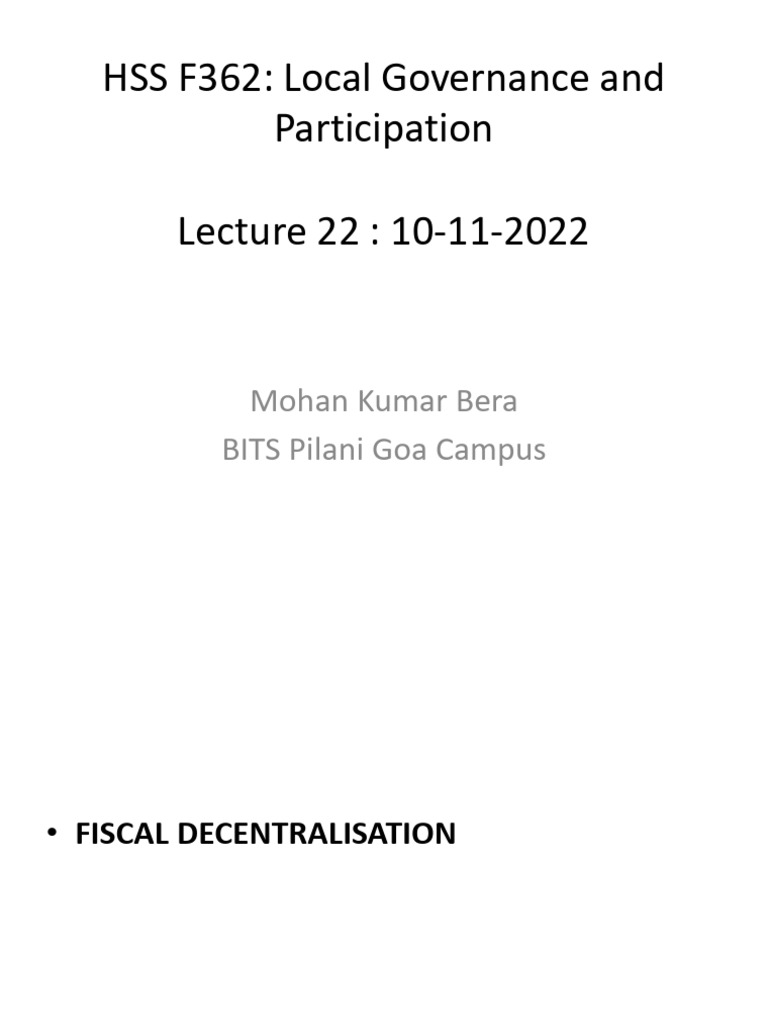 Lecture 22 10-11-2022 | PDF | Decentralization | Taxes