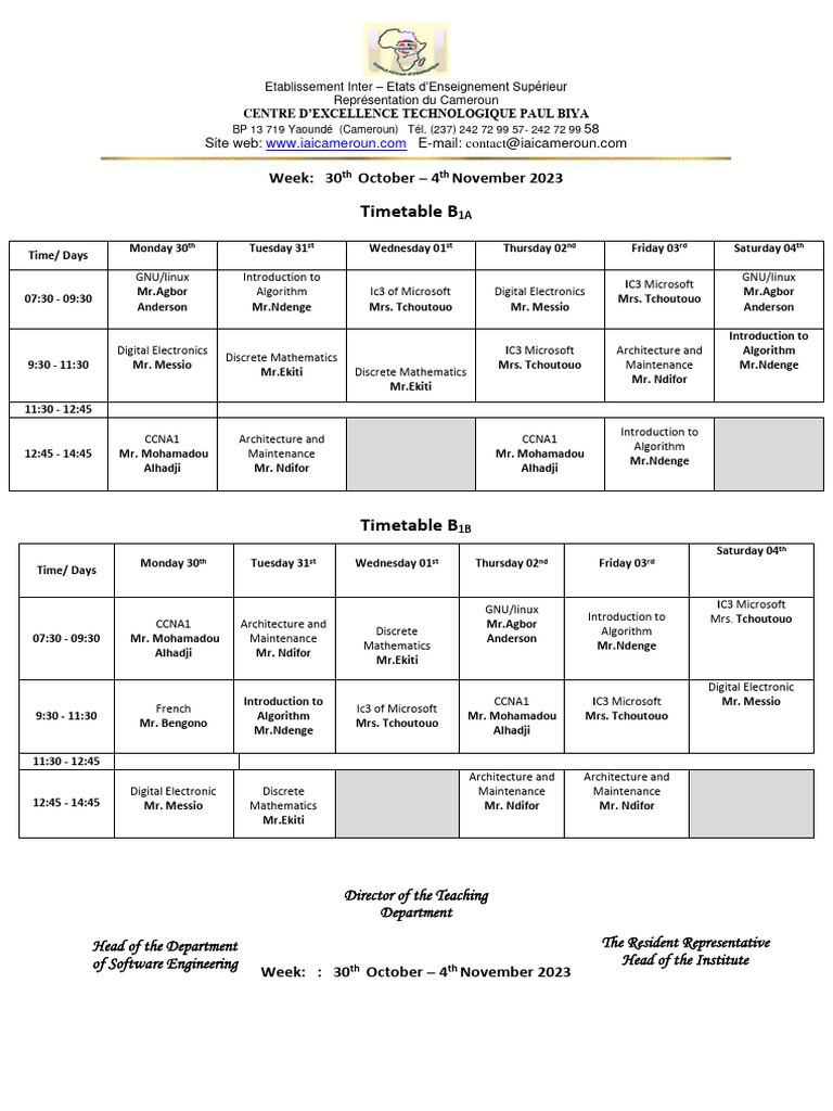 1 Timetable 30th October To 4th November 2023 | PDF | Free Software ...