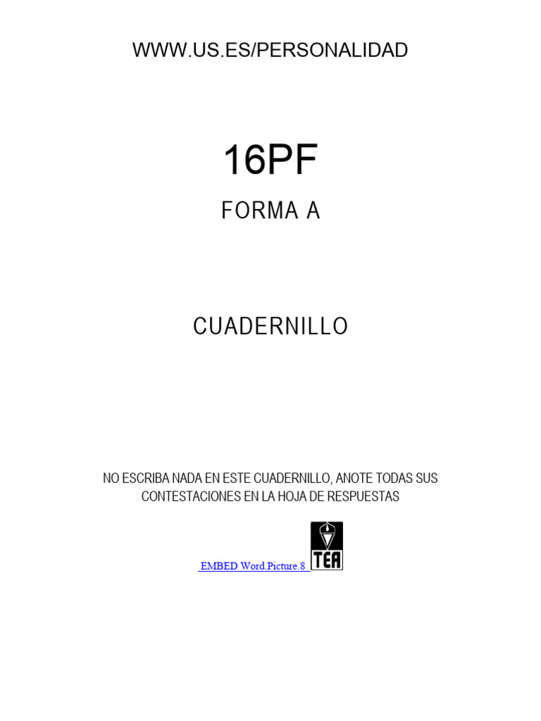Cuadernillo 16PF | PDF | Autosuperación