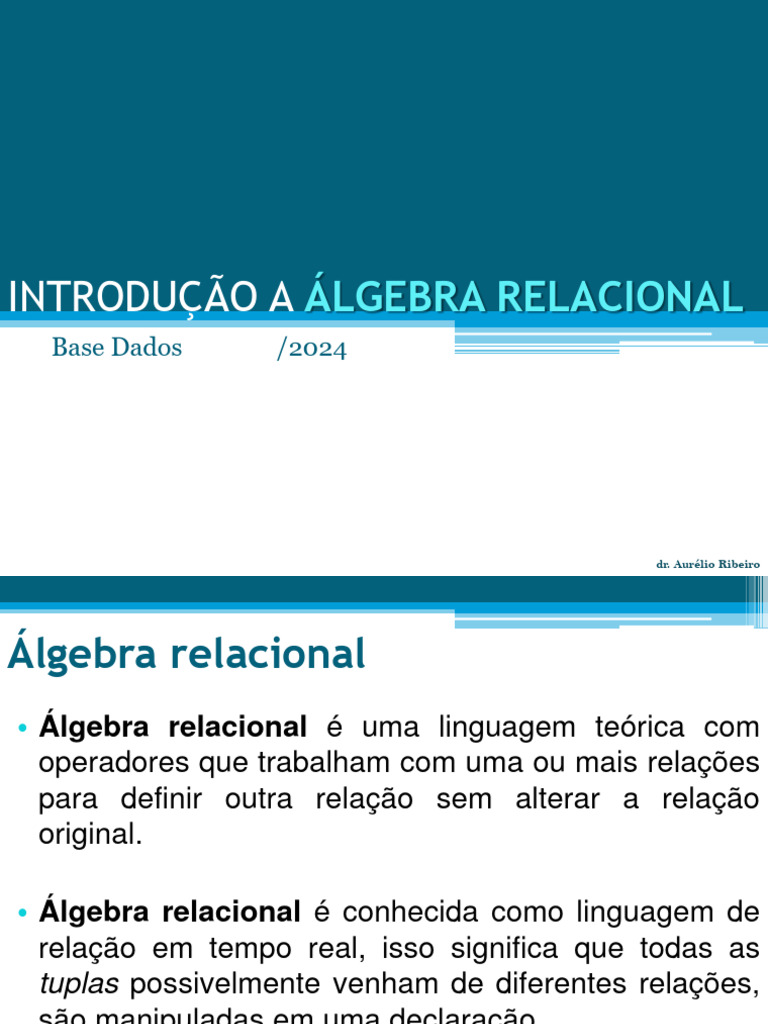 Algebra Relacional Ei | PDF | Lógica matemática | Matemática aplicada