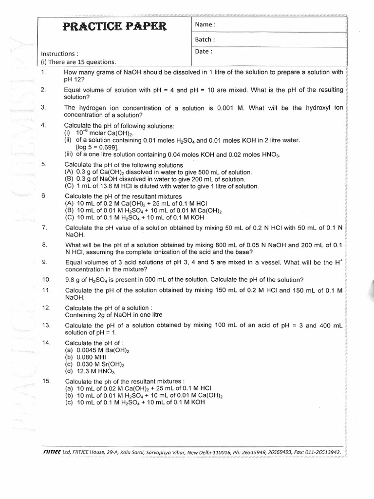 PH - Practice Paper | PDF