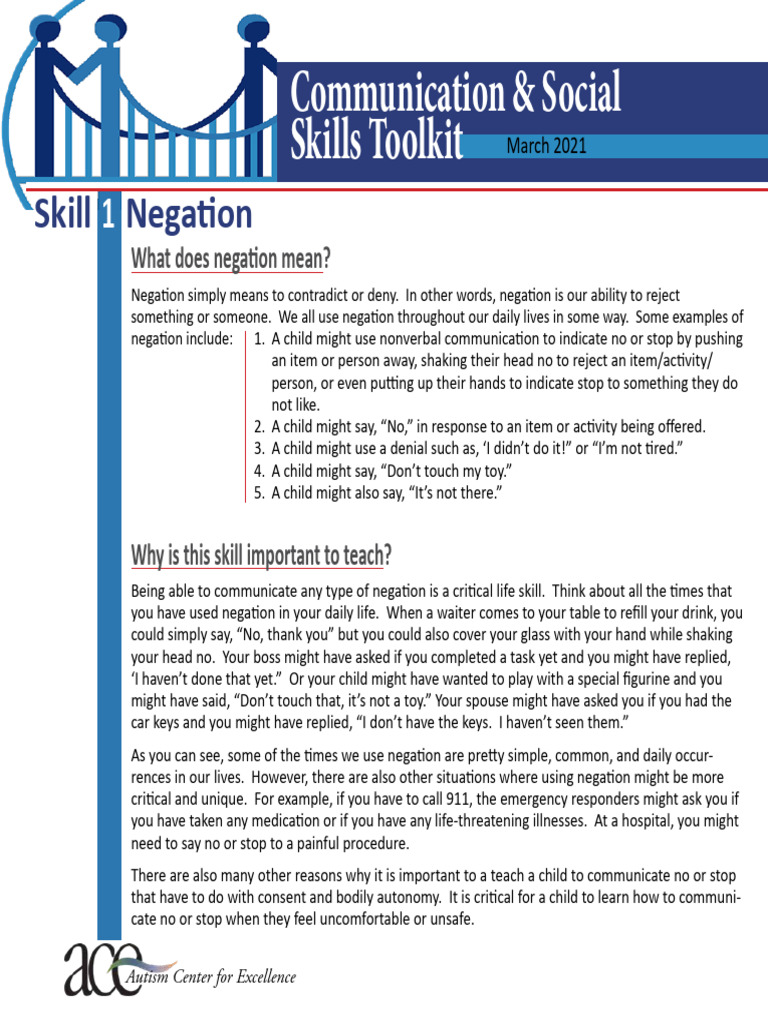Teaching Negation Skills to Children | PDF | Autism Spectrum ...