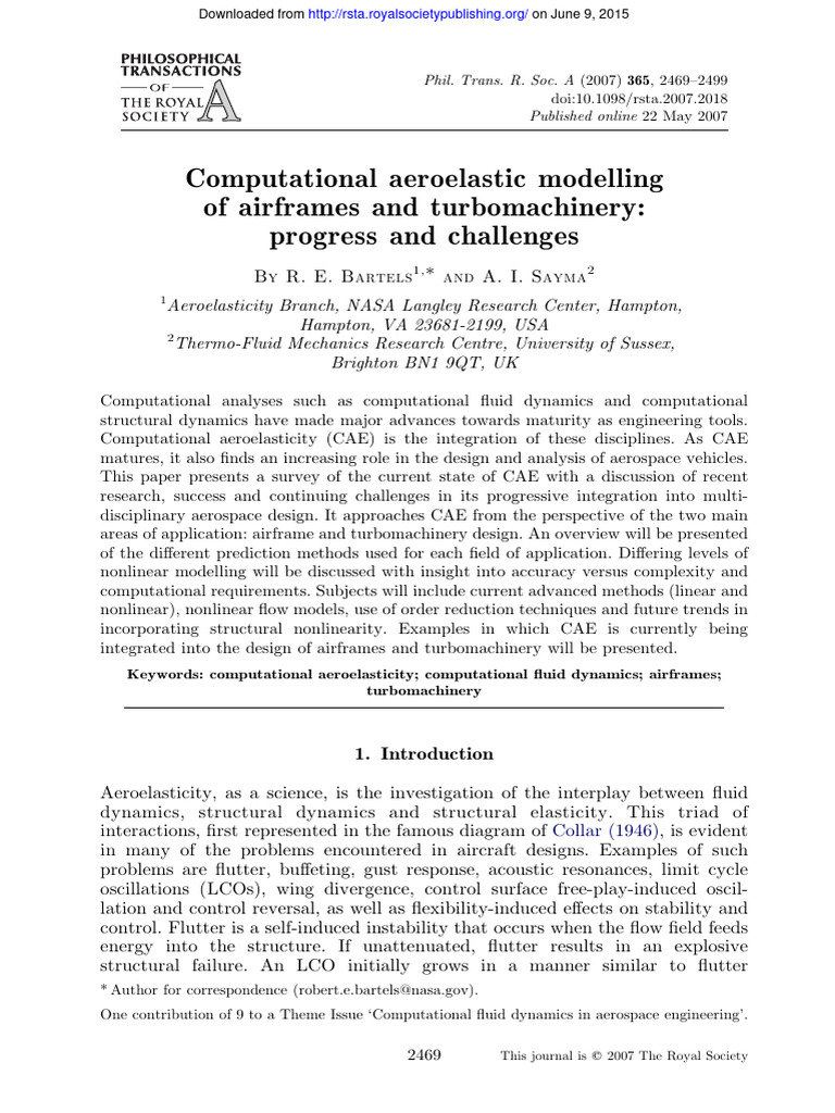 2007 - BY R. E. BARTELS - computational aeroelasticity; computational ... 2007 - BY R. E. BARTELS - computational aeroelasticity; computational ...