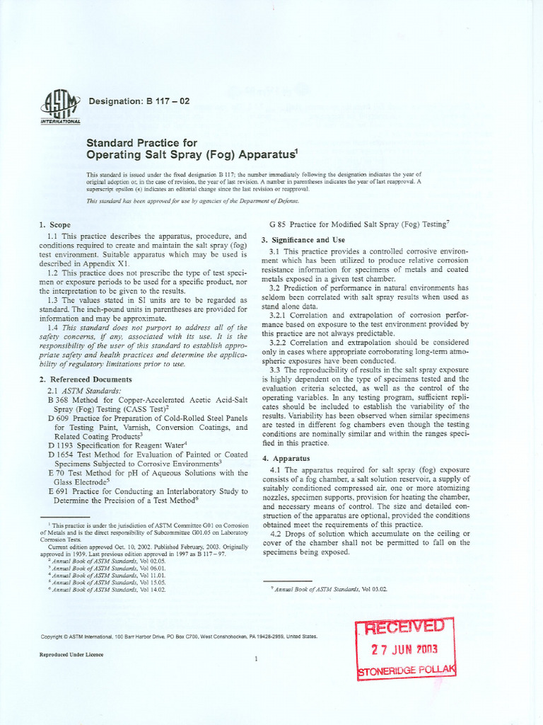 Astm B-117-02 | PDF