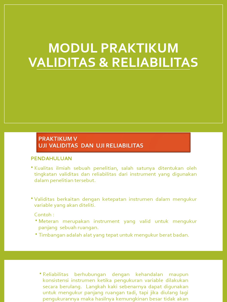 Modul Praktikum Validitas Reliabilitas | PDF