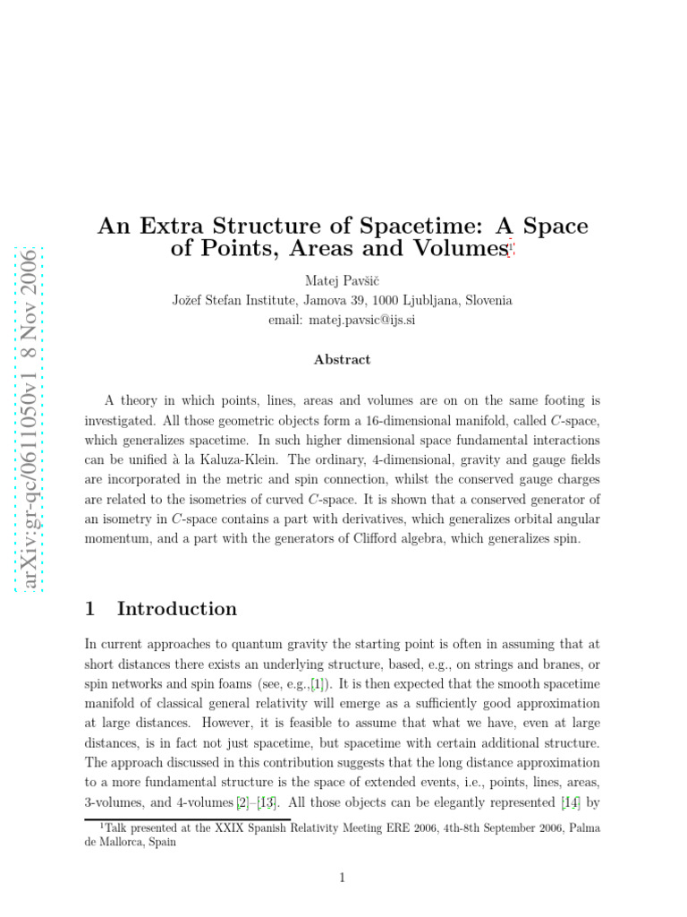 An Extra Structure Of Spacetime A Space Pdf Dimension Gauge Theory