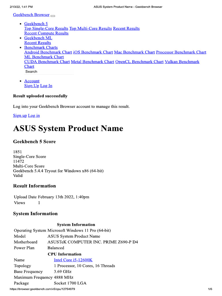 ASUS System Product Name - Geekbench Browser | PDF | Technology & Engineering
