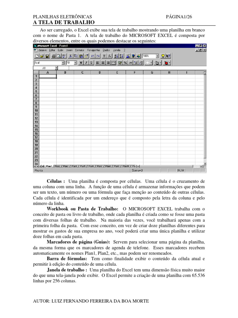 Apostila de Trabalho Excel | PDF | Microsoft Excel | Janela (informática)