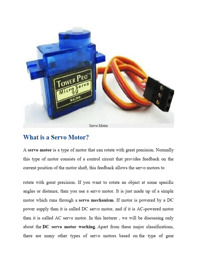 Week 6 Servomotors | PDF | Electric Motor | Servomechanism
