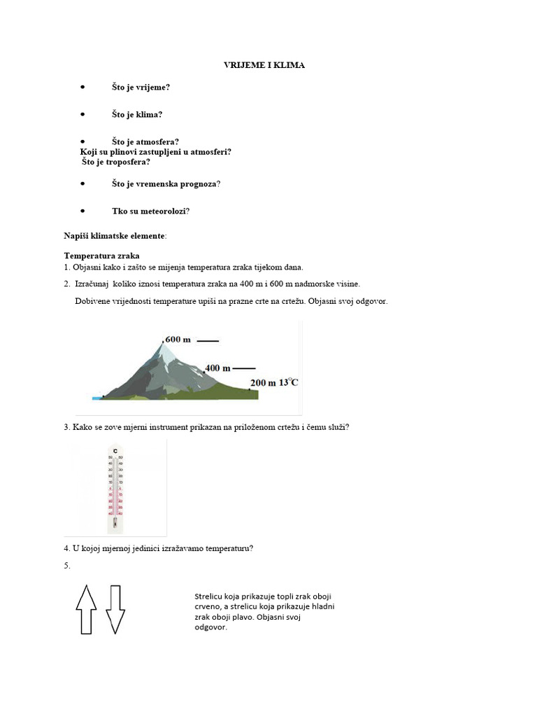 Vrijeme i Klima - Ponavljanje | PDF