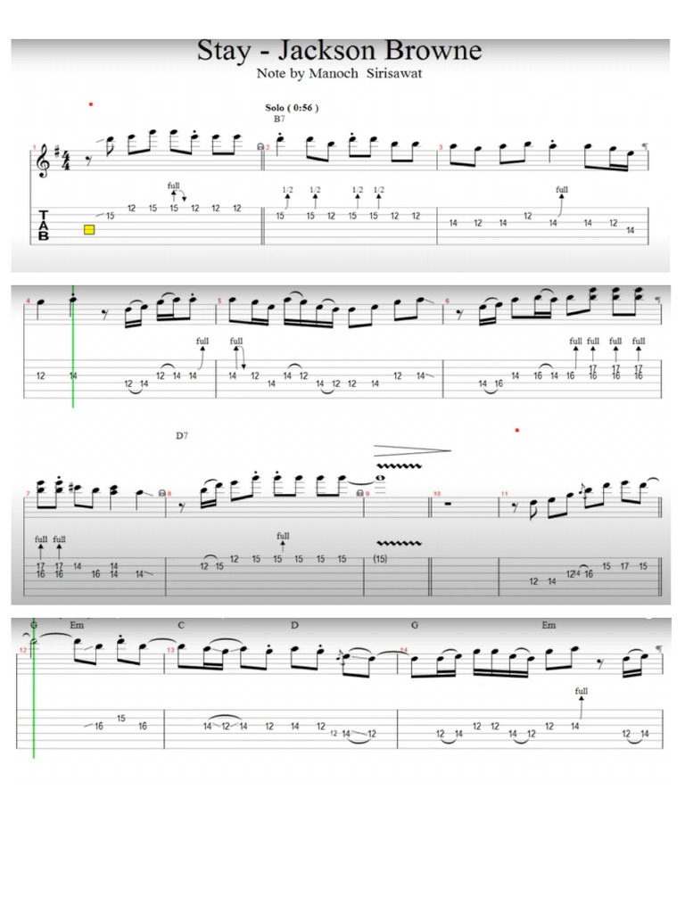 Jackson Browne - Stay - Tab | PDF
