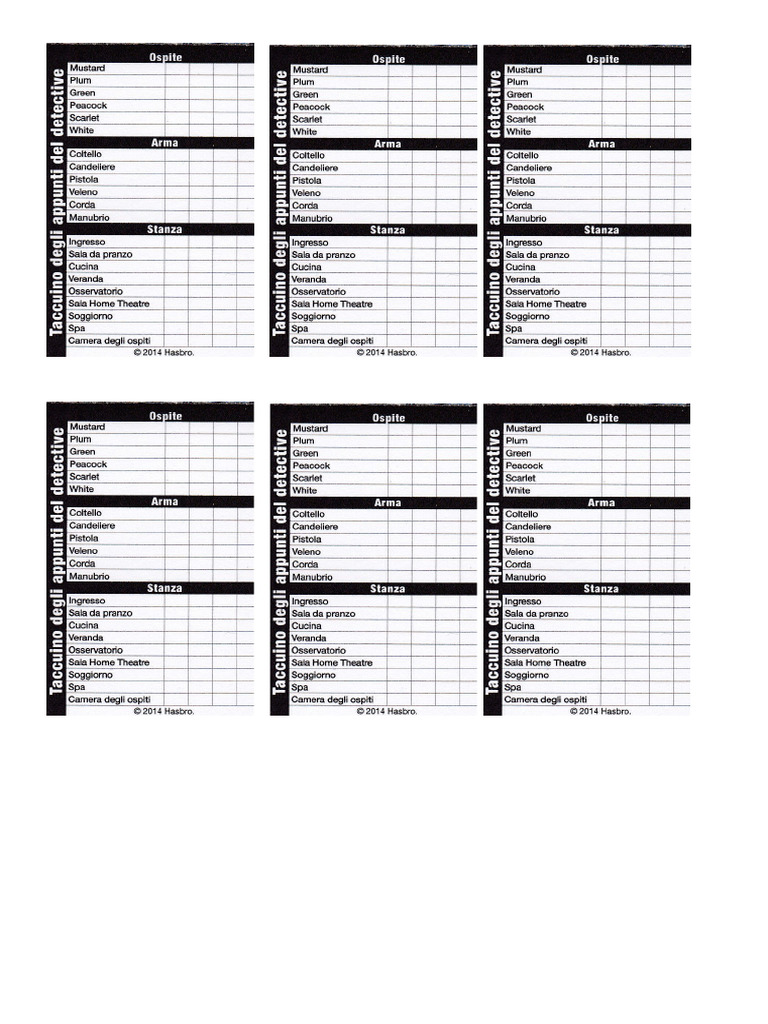 Schede Cluedo | PDF