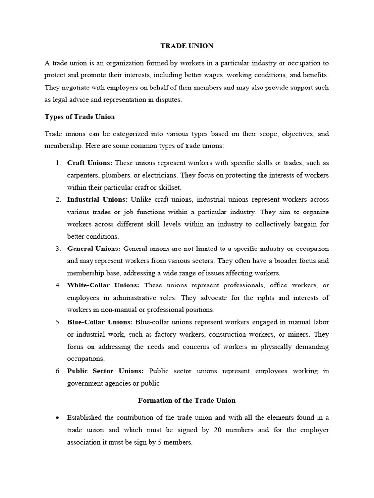 Trade Union Pdf Trade Union Employment