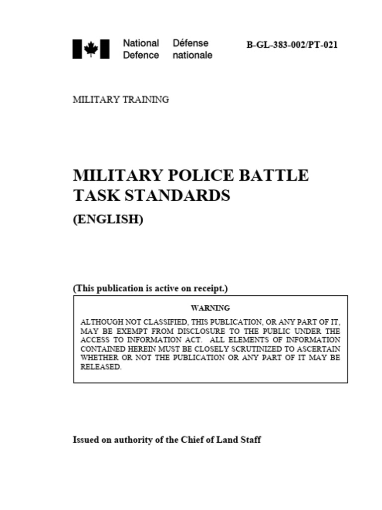 Canadian Army - MP - Battles - Task - Standards | PDF | Military Police | Military
