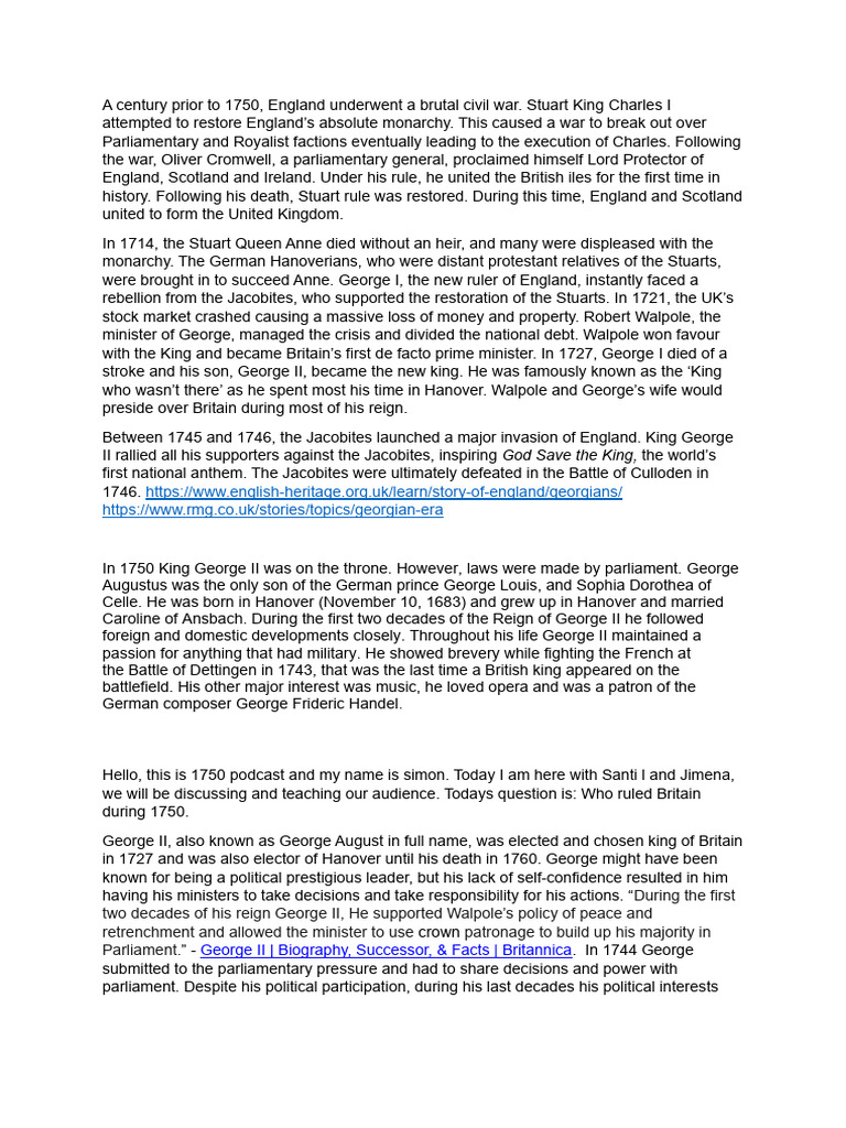 Who Ruled Britain in 1750 | PDF | Kingdom Of Great Britain | Kingdom Of ...