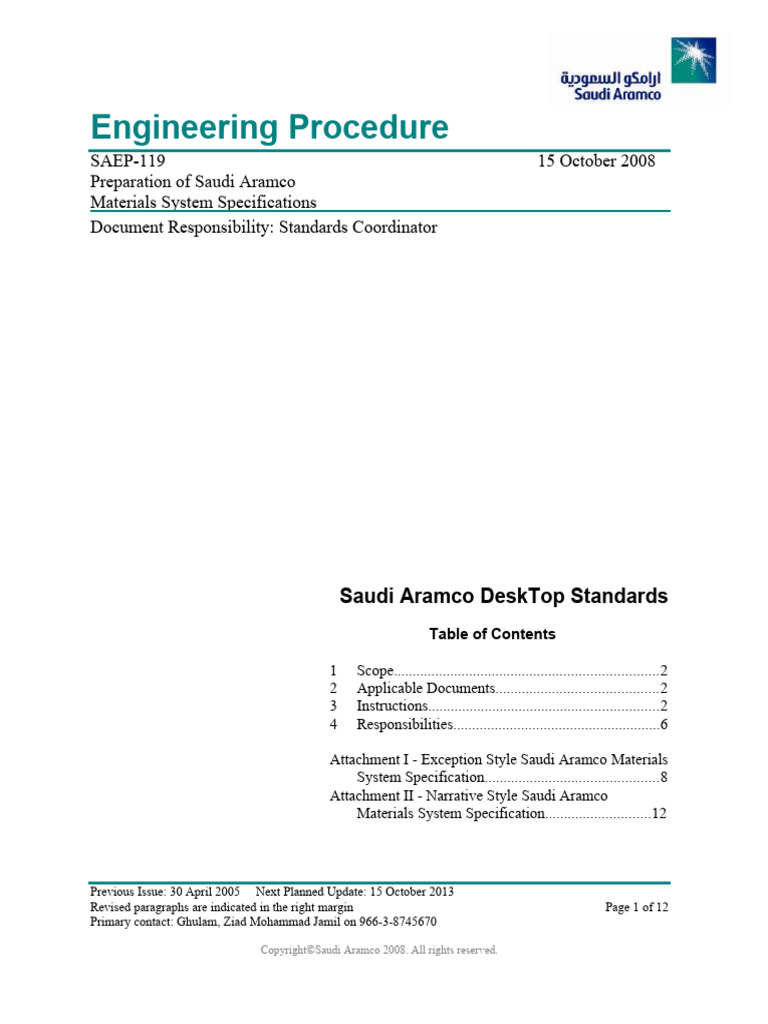 Saep 119 | PDF | Specification (Technical Standard)