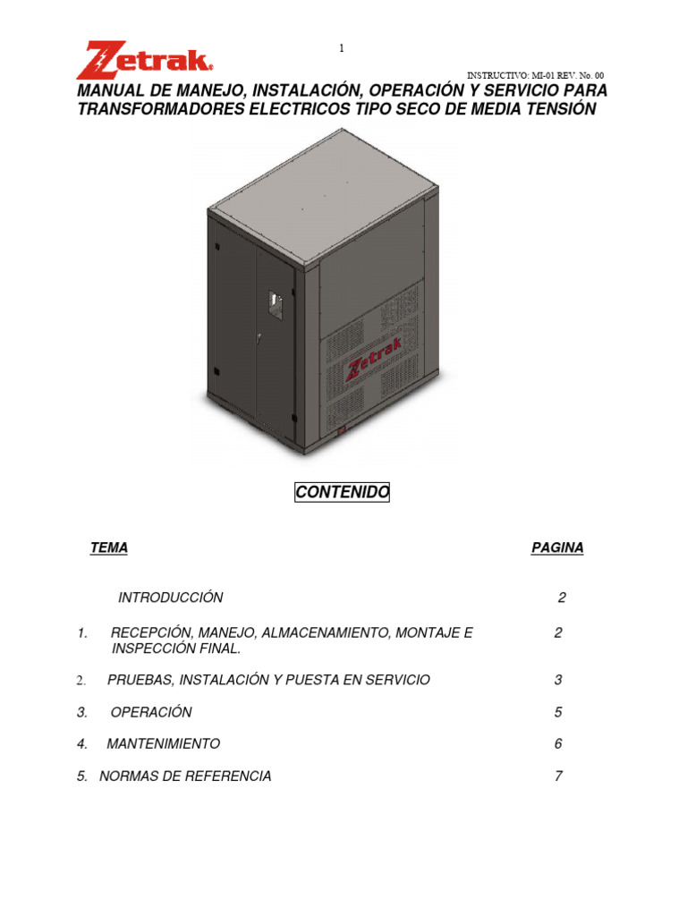 29 - Manual de Instalacion Operacion y Manto. TR Seco de Media Tension Mi-01 | PDF ...