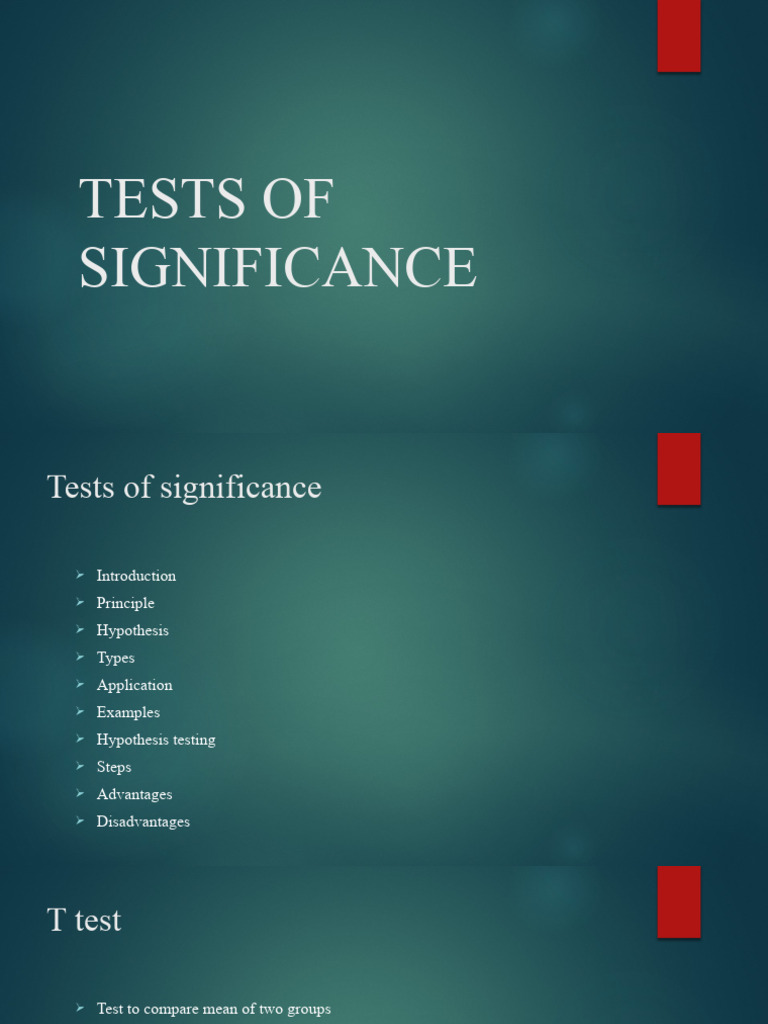 Test of Significance | PDF | Student's T Test | Chi Squared Test
