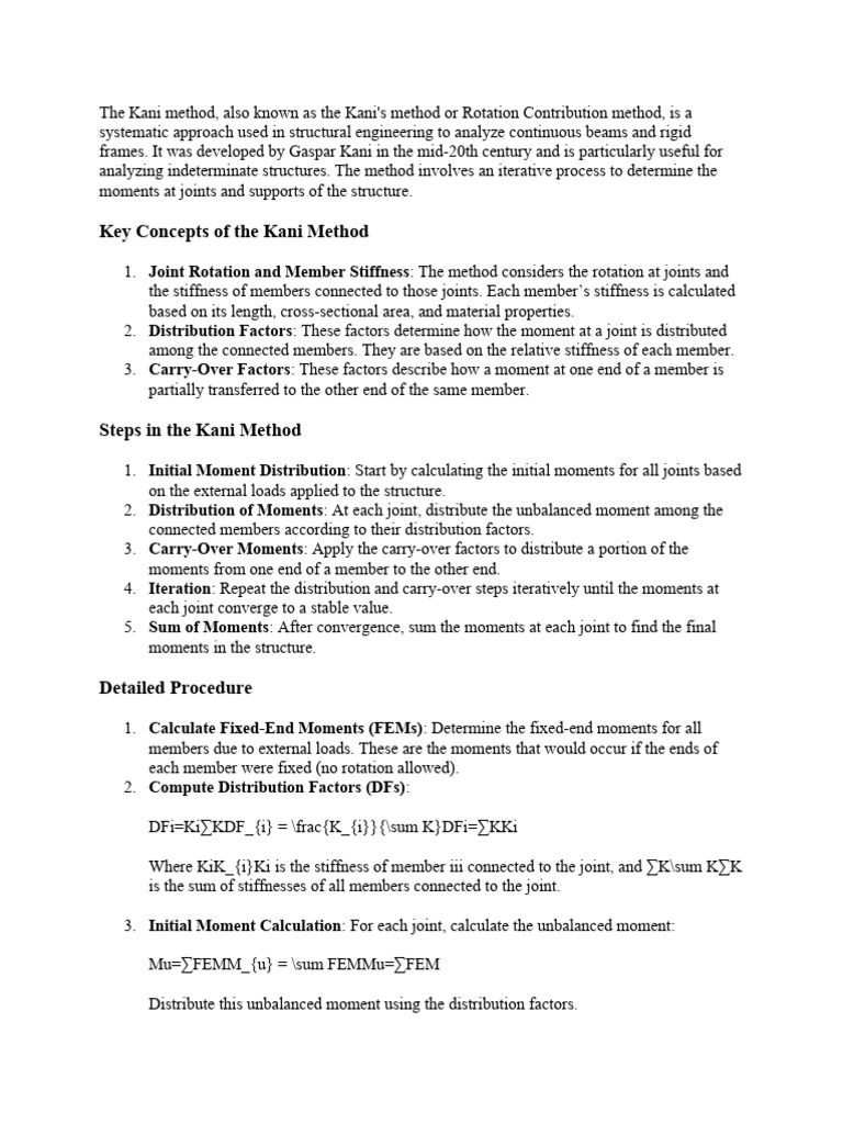 The Kani Method | PDF | Numerical Analysis | Algorithms