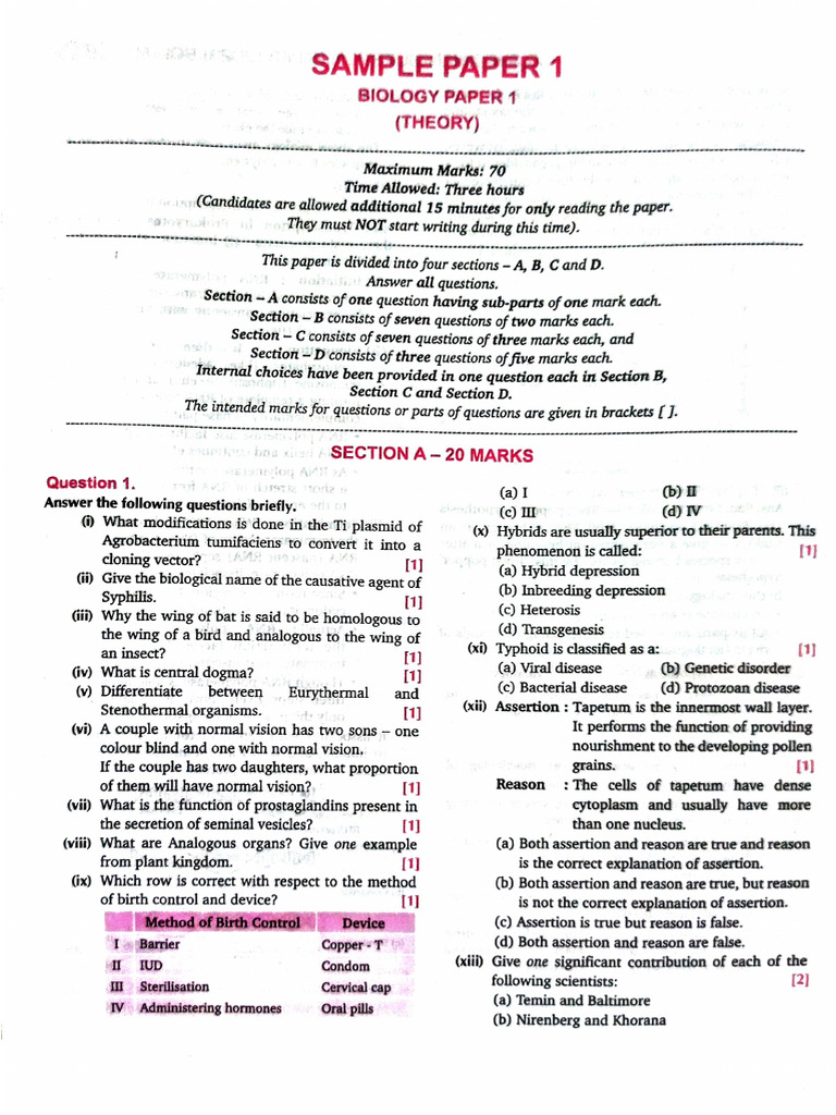 12 ISC Sample paper 1 and 2 | PDF