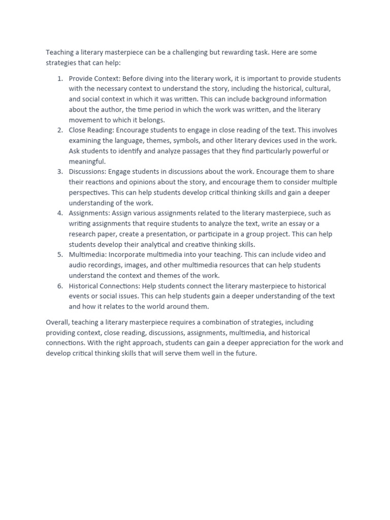 Teaching Literary Masterpieces | PDF | Ballad | Multimedia