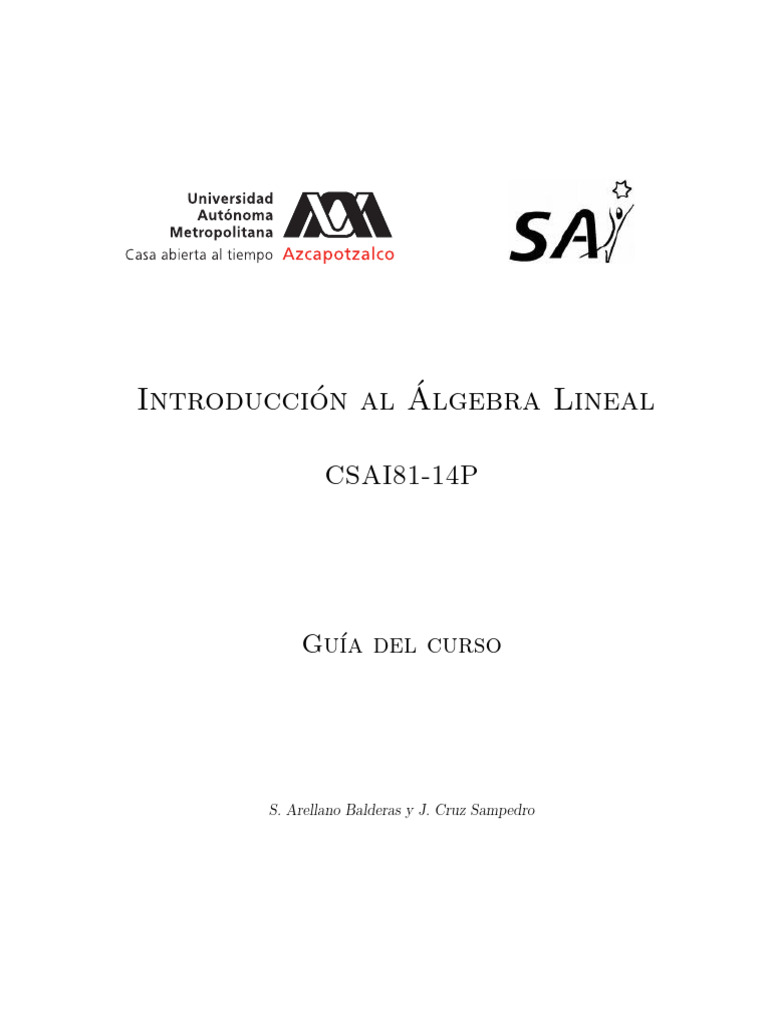 Guía del Curso de Álgebra Lineal | PDF | Base (álgebra lineal ...