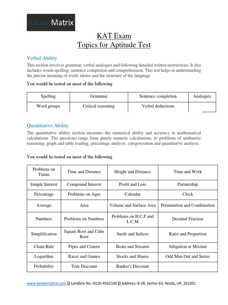 Syllabus For KAT Exam | PDF | Mathematics | Reason
