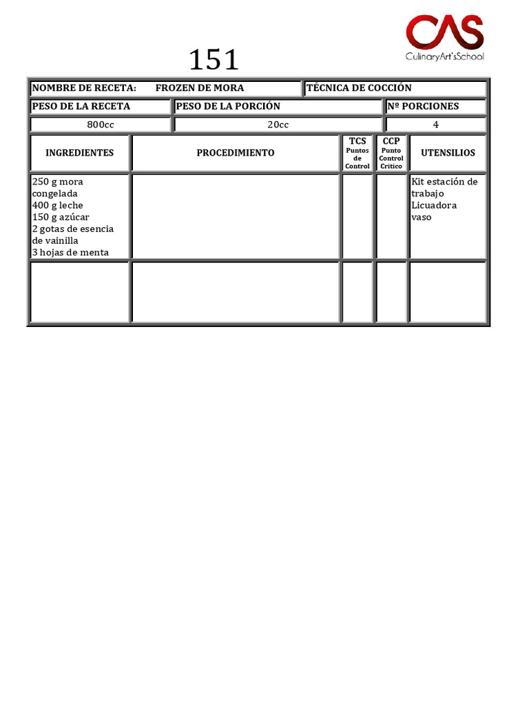 Receta 151 | PDF