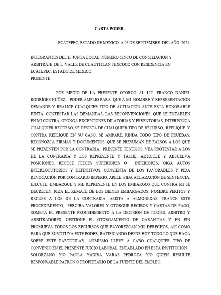 Poder Notarial Laboral en Ecatepec | PDF | Política | Derecho