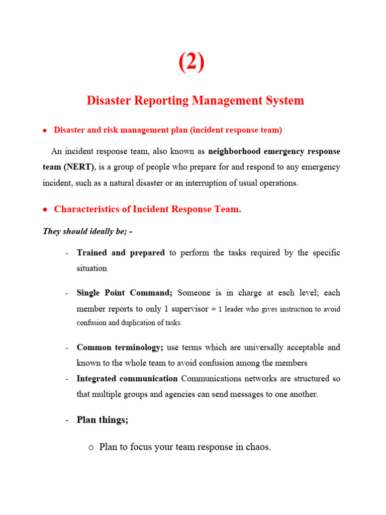 2 Disaster Reporting Management System | PDF | Emergency | Emergency ...