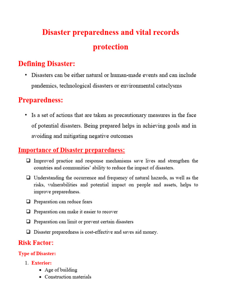 Disaster Preparedness & Vital Records Guide | PDF | Emergency ...
