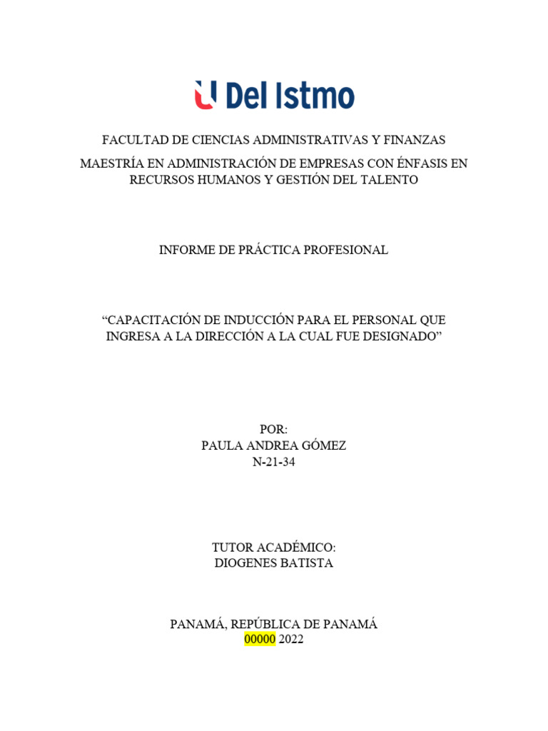 Informe De Practica Profesional Pgomez 22 03 22 Pdf Gestión De