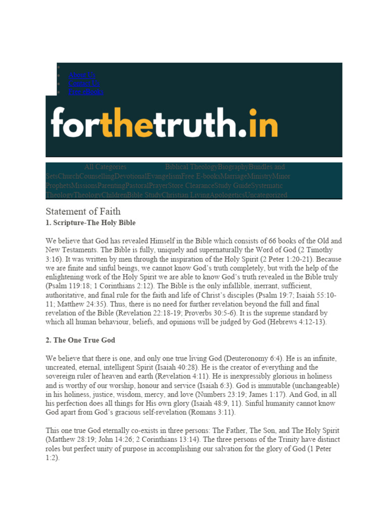 Statement of Faith | Download Free PDF | Justification (Theology ...