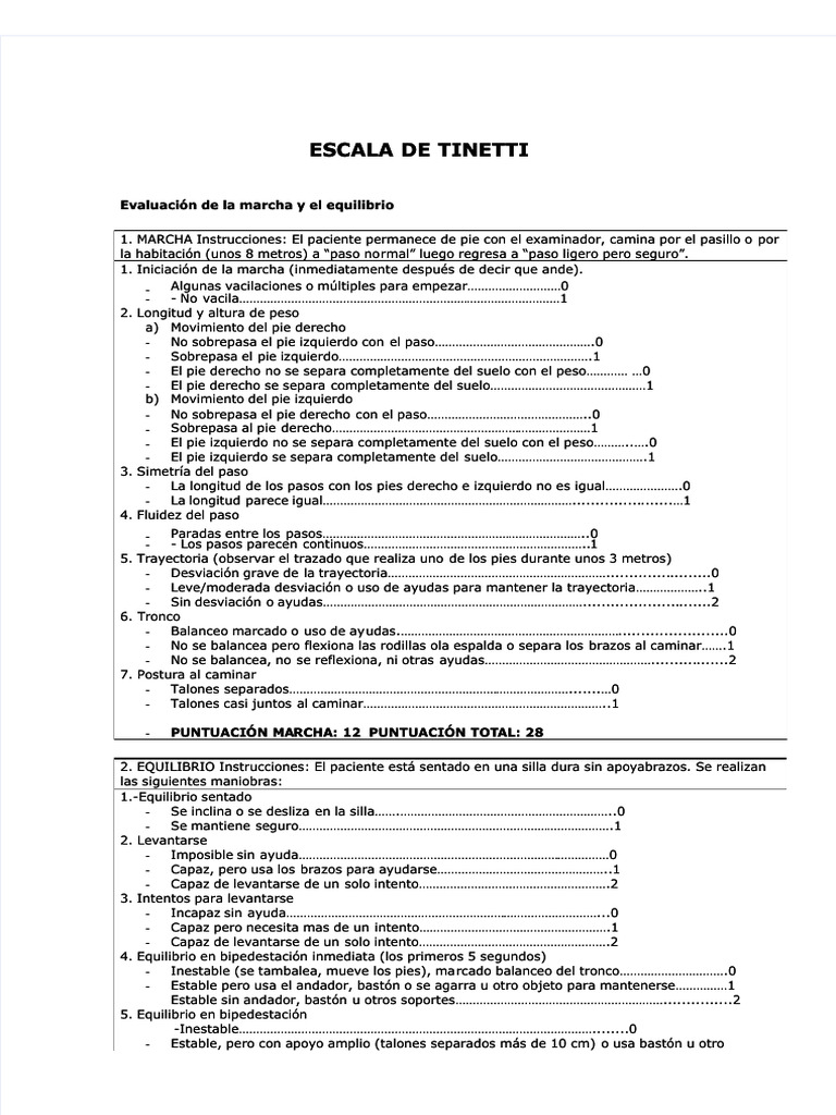 escala de tinetti | PDF