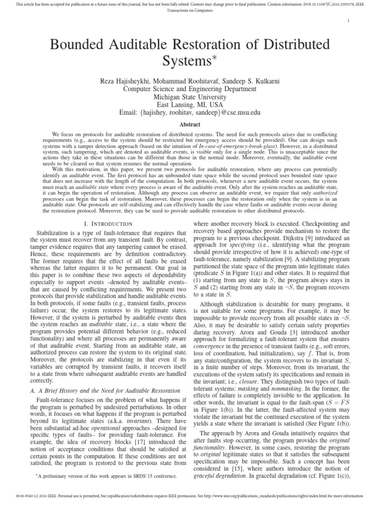 04-Bounded Auditable Restoration of Distributed Systems | PDF | Fault Tolerance | Password