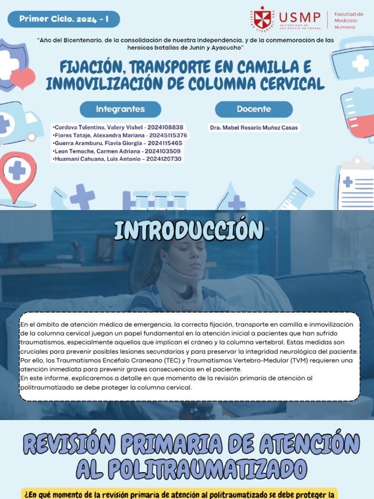 Fijación, transporte en camilla e inmovilización de la columna cervical | Descargar gratis PDF ...