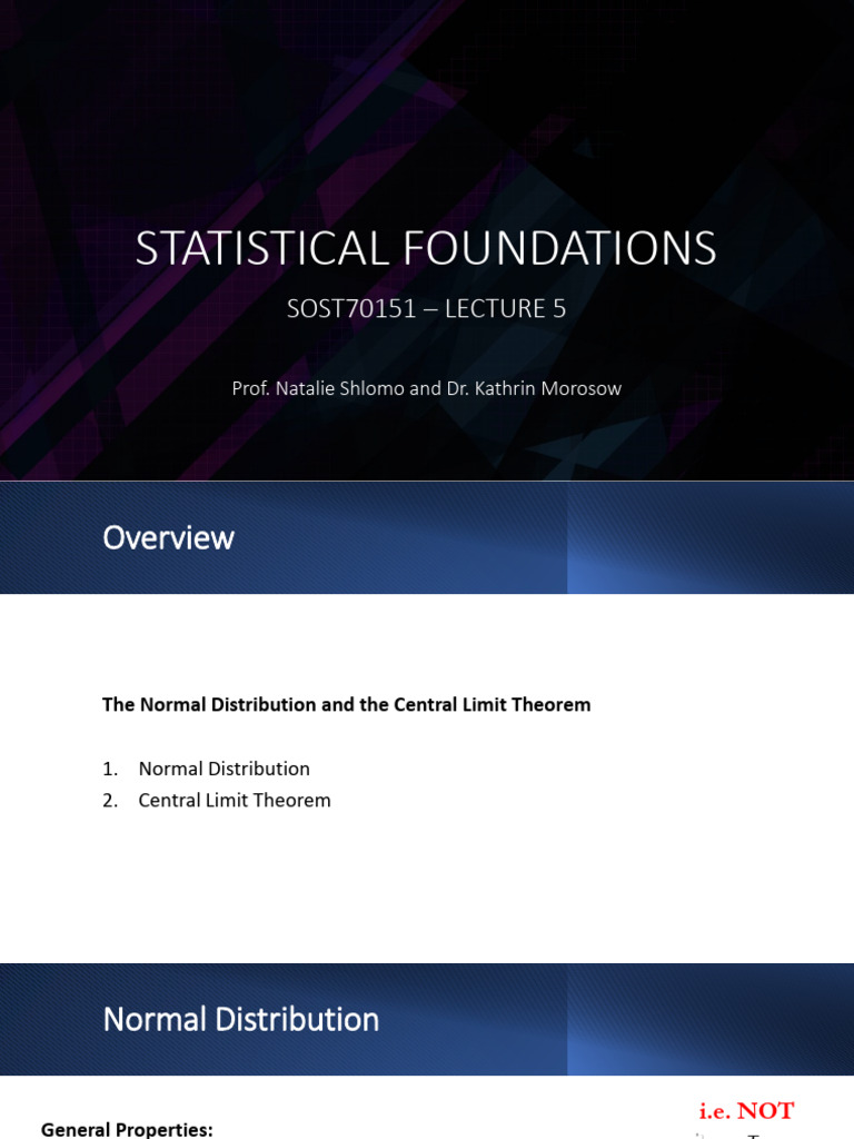 Statistical Foundations: SOST70151 - LECTURE 5 | PDF | Normal Distribution | Errors And Residuals