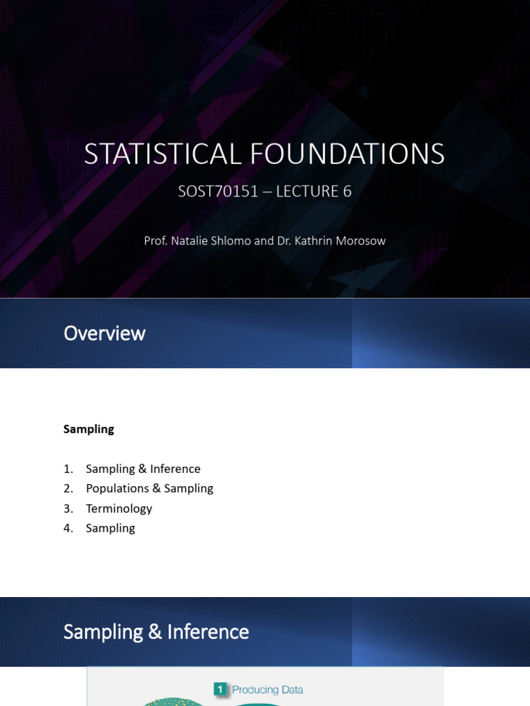 Statistical Foundations: SOST70151 - LECTURE 6 | PDF | Sampling ...