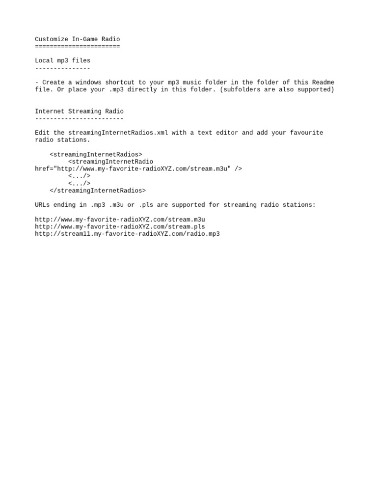 Customize In-Game Radio Stations | PDF