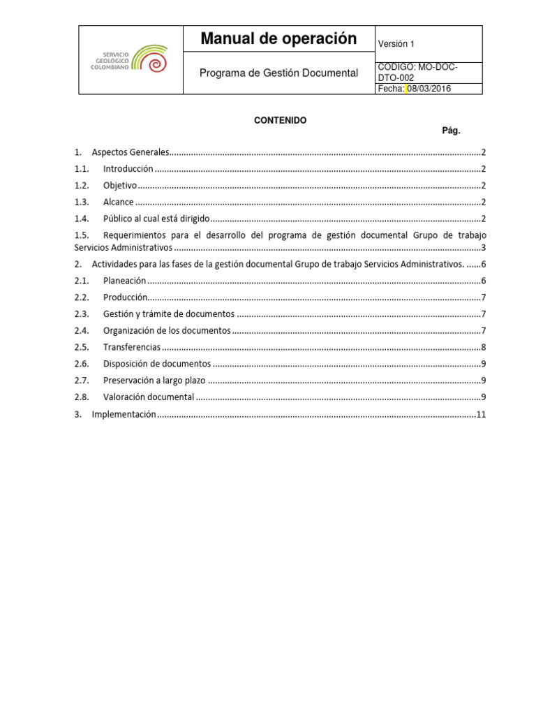 Programa de Gestion Documental sgc012 | PDF | Gestión de registros | Planificación