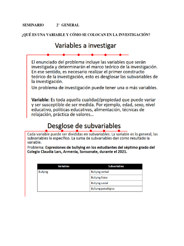 Operacionalización de Variables en Investigación | PDF | Aprendizaje ...