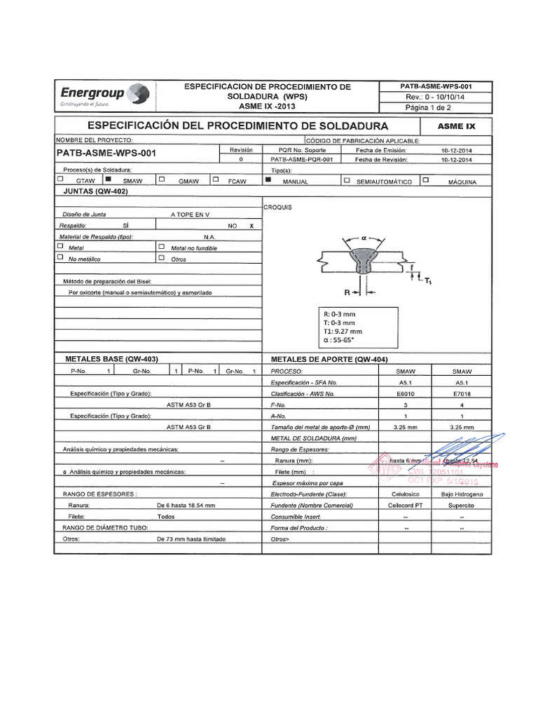WPS01 PQR01 Asme | PDF