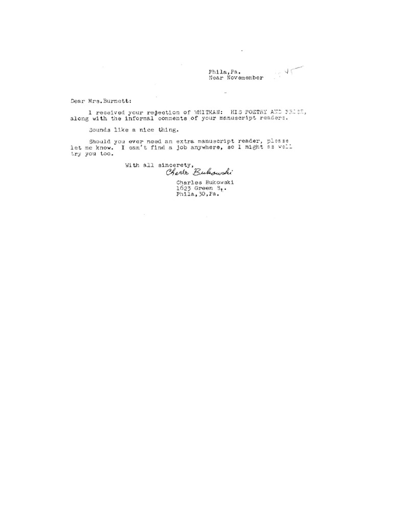 (Charles Bukowski) Bukowski Scanned Manuscripts | PDF